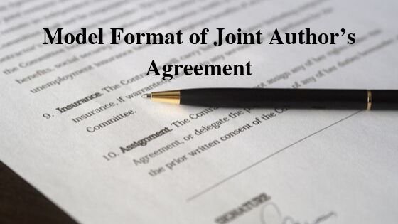 Model Format of Joint Author’s Agreement | Legal Shots