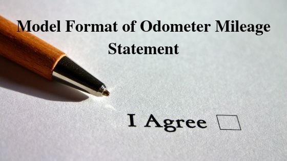 Model Format of Odometer Mileage Statement | Legal Shots