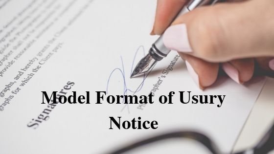 Model Format of Usury Notice | Legal Shots