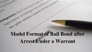 Model Format of Bail Bond after Arrest Under a Warrant | Legal Shots