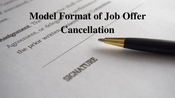 Model Format of Job Offer Cancellation | Legal Shots