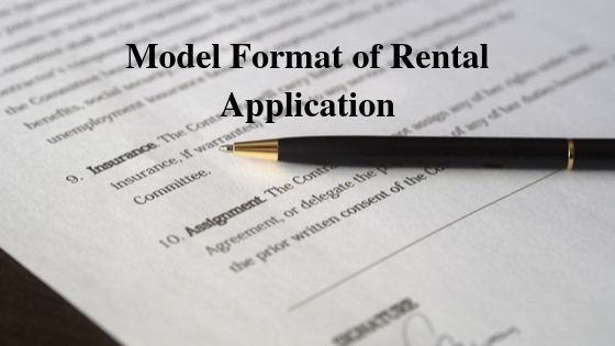 Model Format of Rental Application | Legal Shots