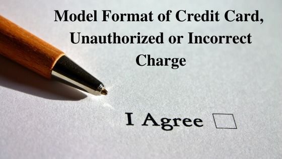 Model Format of Credit Card Unauthorized or Incorrect Charge | Legal Shots